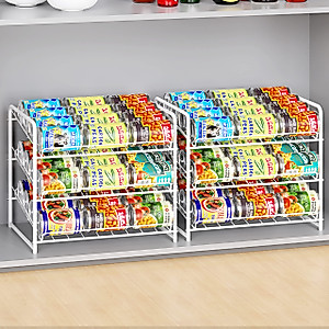 Simple Trending Can Rack Organizer, Stackable Can Storage Dispenser for Kitchen Cabinet or Pantry, White