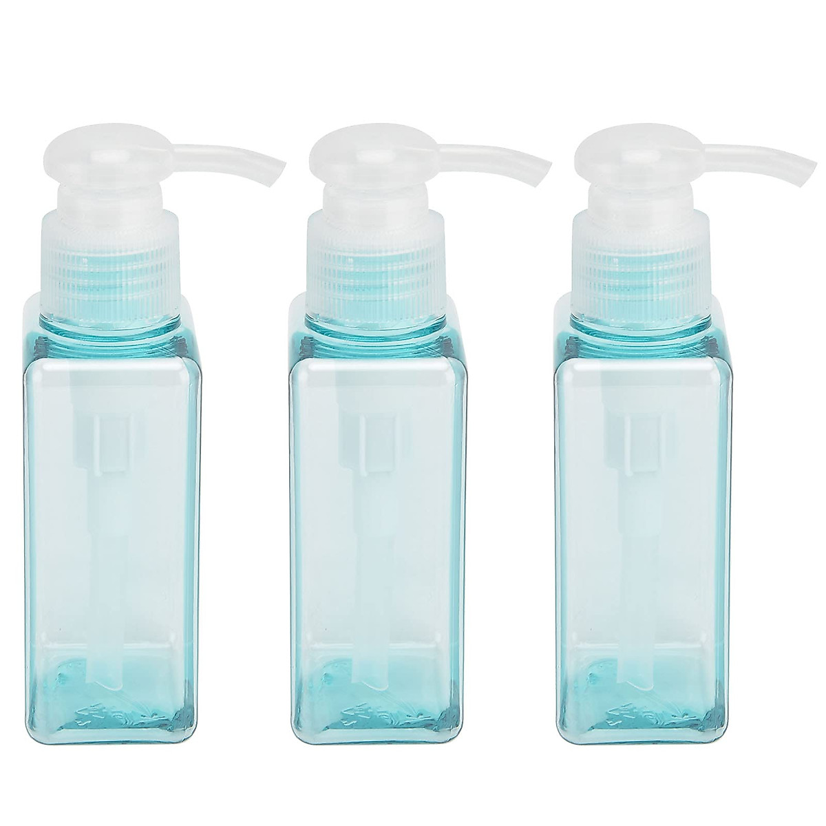FIYO 100ML 3Pcs Plastic Bottles with Pump Dispenser, Liquid Soap Bottle Lotion Container Portable Travel Empty Shampoo Pump Bottles for Home Travel Use(Blue)