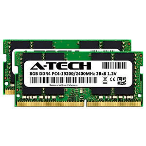 A-Tech 16GB (2x8GB) DDR4 2400MHz SODIMM PC4-19200 2Rx8 Dual Rank 260-Pin CL17 1.2V Non-ECC Unbuffered Notebook Laptop RAM Memory Upgrade Kit