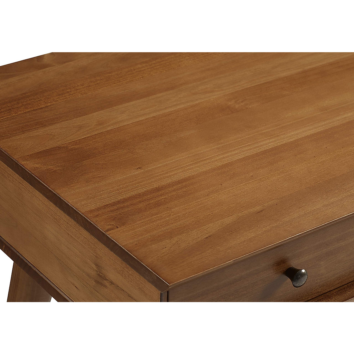 Camaflexi Mid-Century Modern Computer Desk / 35.75"W / Study Writing Table / Solid Wood / Natural Variations of Wood Grains / One Drawer / Partial Assembly, Castanho Brown, 30"H x 35.75"W x 20"D