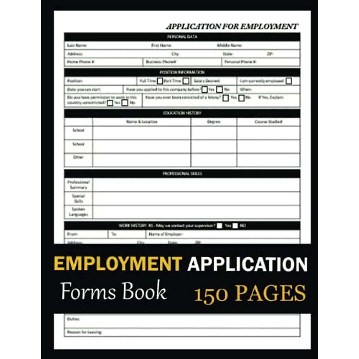 Employment Application Forms Book: 150 Pages | Application For Employment Forms Book For Organizations, Business