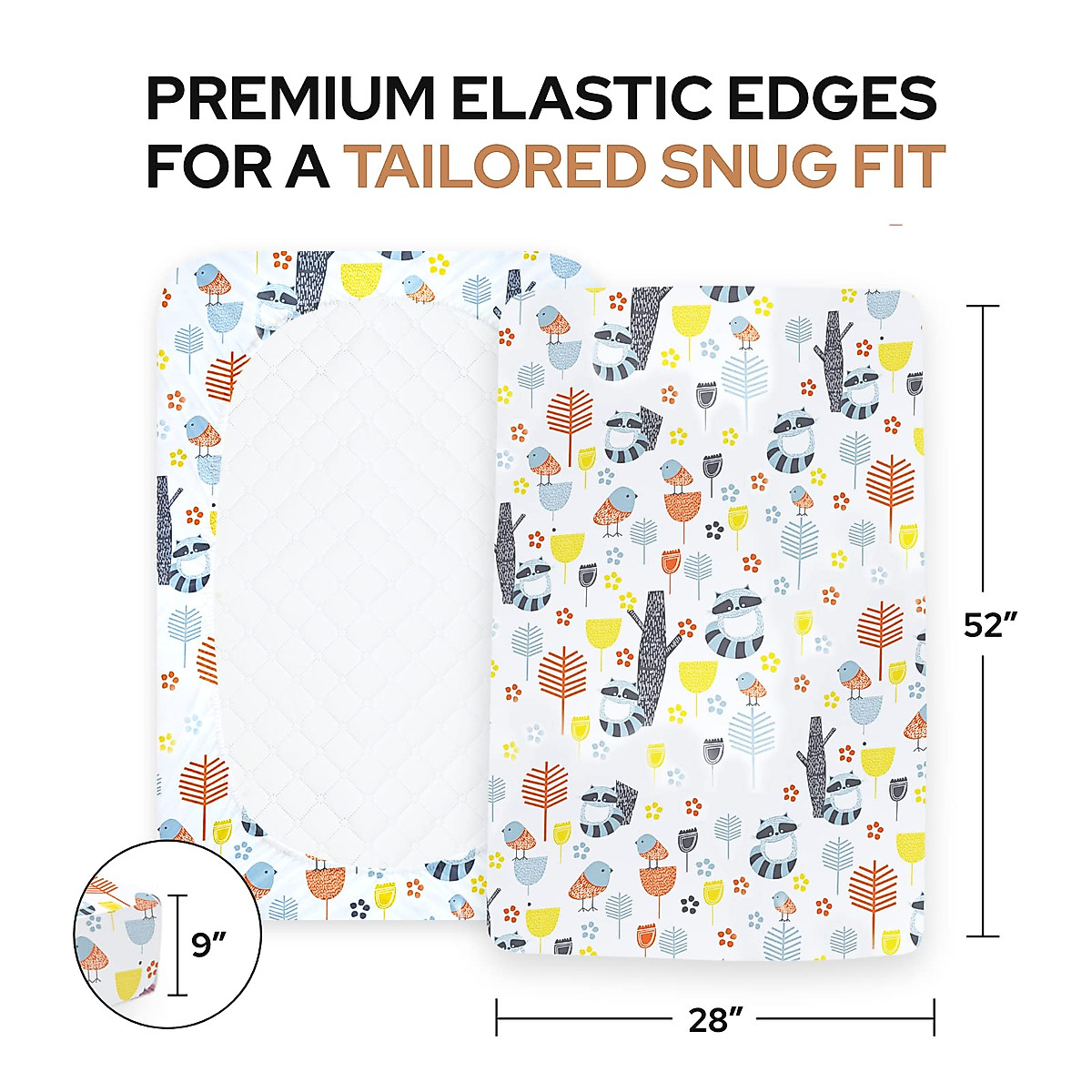 Pickle & Pumpkin Premium Organic Crib Sheet | 2 Pack 100% Organic Jersey Cotton Fitted Crib Sheets Set | Toddler or Standard Crib Mattress Sheets | Girls & Boys | Penguin & Woodland Crib Sheet