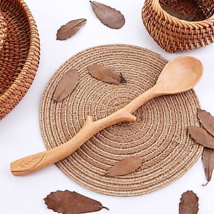 3Pcs Wooden Twig Spoons,Long Handle Soup Spoon Natural Wood Coffee Scoop, Creative Branch Shape Ladle Spoon for Soup Cooking Mixing Stirrering