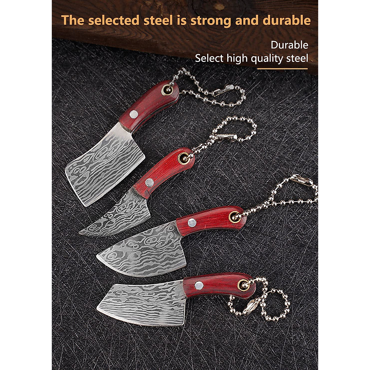 tzprol Mini Knife Set, Mini Pocket Knife Set, Chef Knife EDC Knives Small Knife Cleaver,Box Cutter,Package Opener,Bottle Opener,Keychain Tiny Things with Pocket - Set of 5