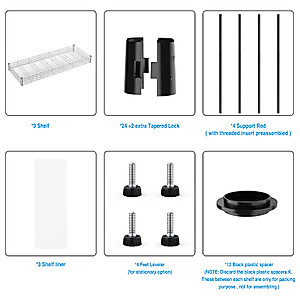 pouseayar 3 Tier NSF Metal Shelf Wire Shelving Unit, 1050lbs Capacity Heavy Duty Adjustable Storage Rack with Shelf Liners for Closet Kitchen Garage Basement, 48" H x 48" L x 18" D - Chrome