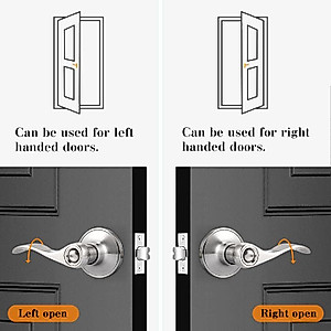 Probrico Privacy Door Levers Wave Style Handles Keyless Lock Bed Bath Door Lockset, Satin Nickel 6 Pack