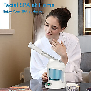 RICANK Facial Steamer Warm Mist Face Steamer Professional Hot Mist Moisturizing Nano Ionic Table Top Mini Steamer Spa 360° Rotatable Hydration System Sprayer Hydration Use at Home Sauna Spa or Salon