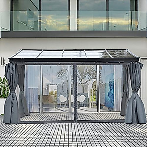UXZDX 13' X 9.5' X 8' Hardtop Gazebo with Netted Curtain, Outdoor Porch Patio Gazebo, Durable Aluminum Frame for Garden