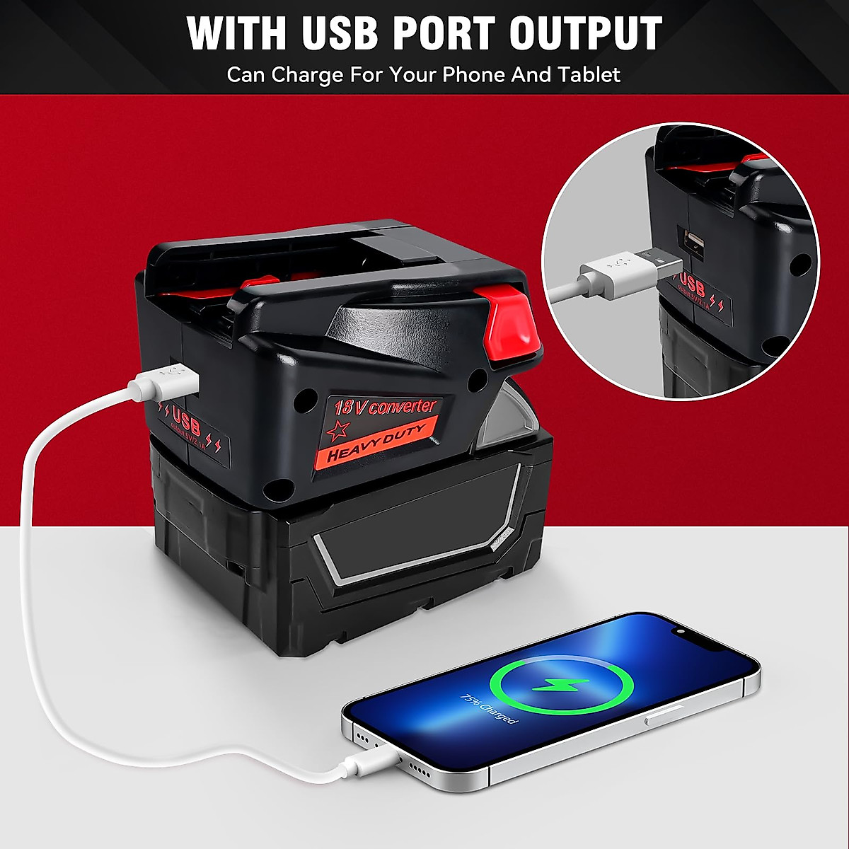 for Milwaukee M18 Battery Adapter Convert for Milwaukee V18 48-11-1830 48-11-2200 48-11-223 USB Converter Power Tool