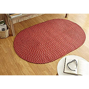 Better Trends Sunsplash Braid Collection is Durable and Stain Resistant Reversible Indoor Outdoor Area Utility Rug 100% Polypropylene in Vibrant Colors, 20" x 30" Oval, Red