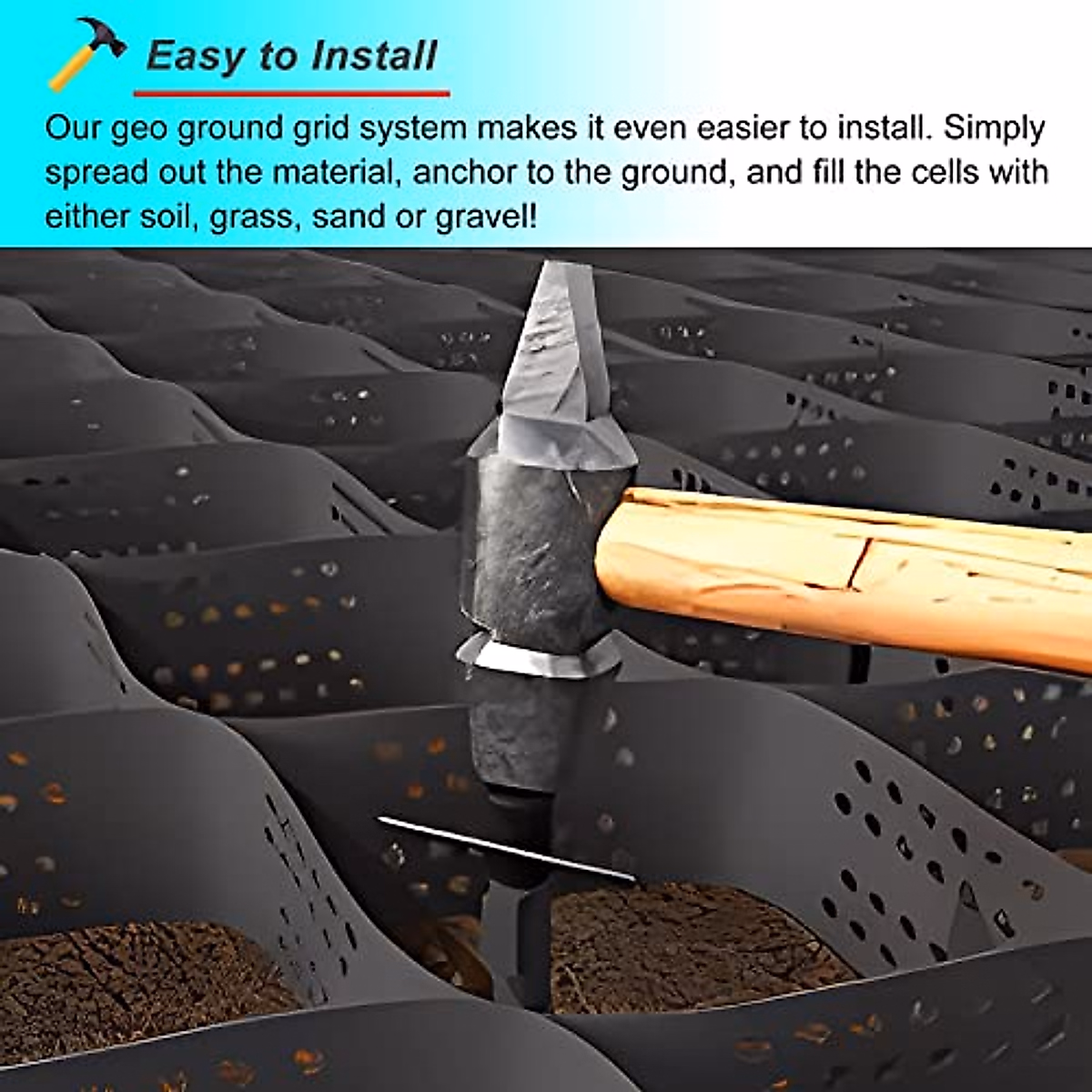 ZMQL Heavy Duty Geo Grid Ground Grid, Gravel Stabilizer Grid for Driving Load, 6.5/10/13/16/19.7 Ft Wide, Garden Path Embankment Reinforcement (Size : 2x6m/6.5x19.7ft)