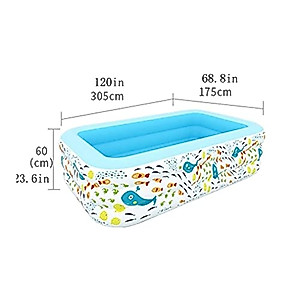 Inflatable Pool Family Pool Inflatable Swimming Pool Rectangular Blow Up Pool for Adults, 305 X 175 X 60 Cm Paddling Pool for Garden Summer Water Party (Size : 305cm*175cm*60cm)