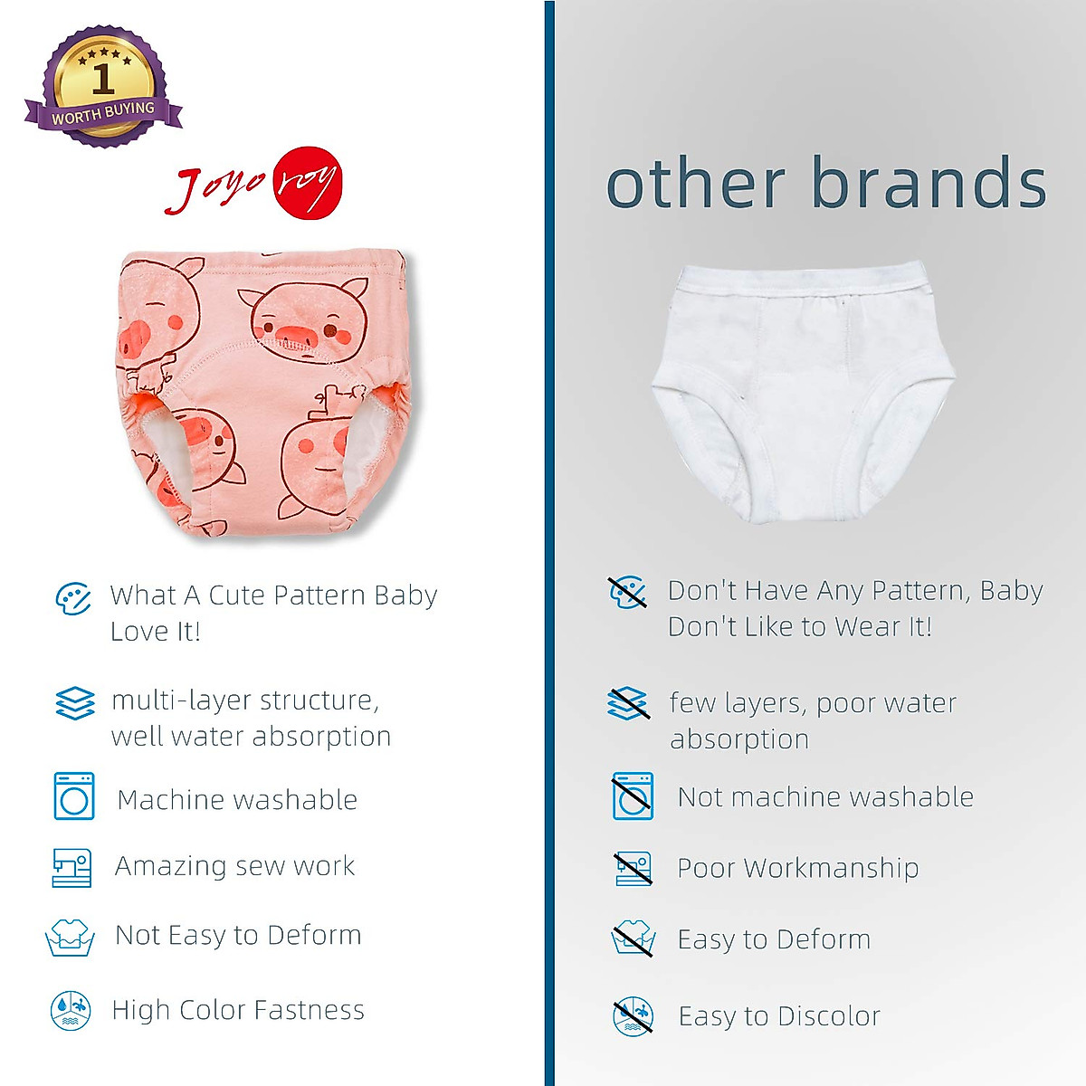 Joyo roy 6Pcs Girls Panties Little Girls Underwear 100% Cotton Toddler Girls Underwear Training Diapers Toddler Training Pants Underwear For Toddler Girls Toddler Potty Training Underwear Girls 1T