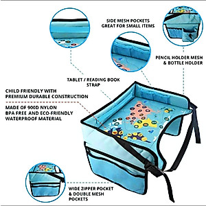 Kids Travei Tray, Toddler Seat Activity Tray, Art Supplies Storage Pockets