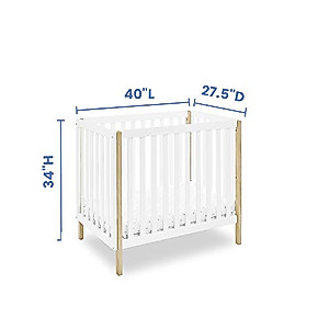 Delta Children Gio Mini Crib with 2.75" Mattress Included, Bianca White/Natural