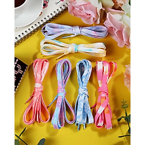 WHQXFDZ 9 Pairs Tie Dye Shoelaces Gradient Colors Shoe Laces in for Tie Dye Sports Shoes Boots Sneakers Skates(46inch)