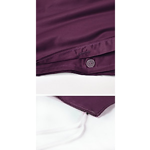 Solid Color Egyptian Cotton Duvet Cover Luxury Bedding Set High Thread Count Long Staple Sateen Weave Silky Soft Breathable Pima Quality Bed Linen (Queen, Deep Plum)