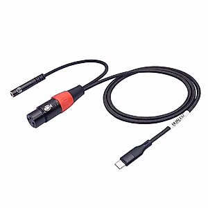 HUALEU 3.3FT USB C to XLR Female Mic Cable & 3.5mm (1/8") Female Stereo Out,XLR-to-USB C Digital Interface with Headphone Jack,for iPhone 15 Google Huawei Phone