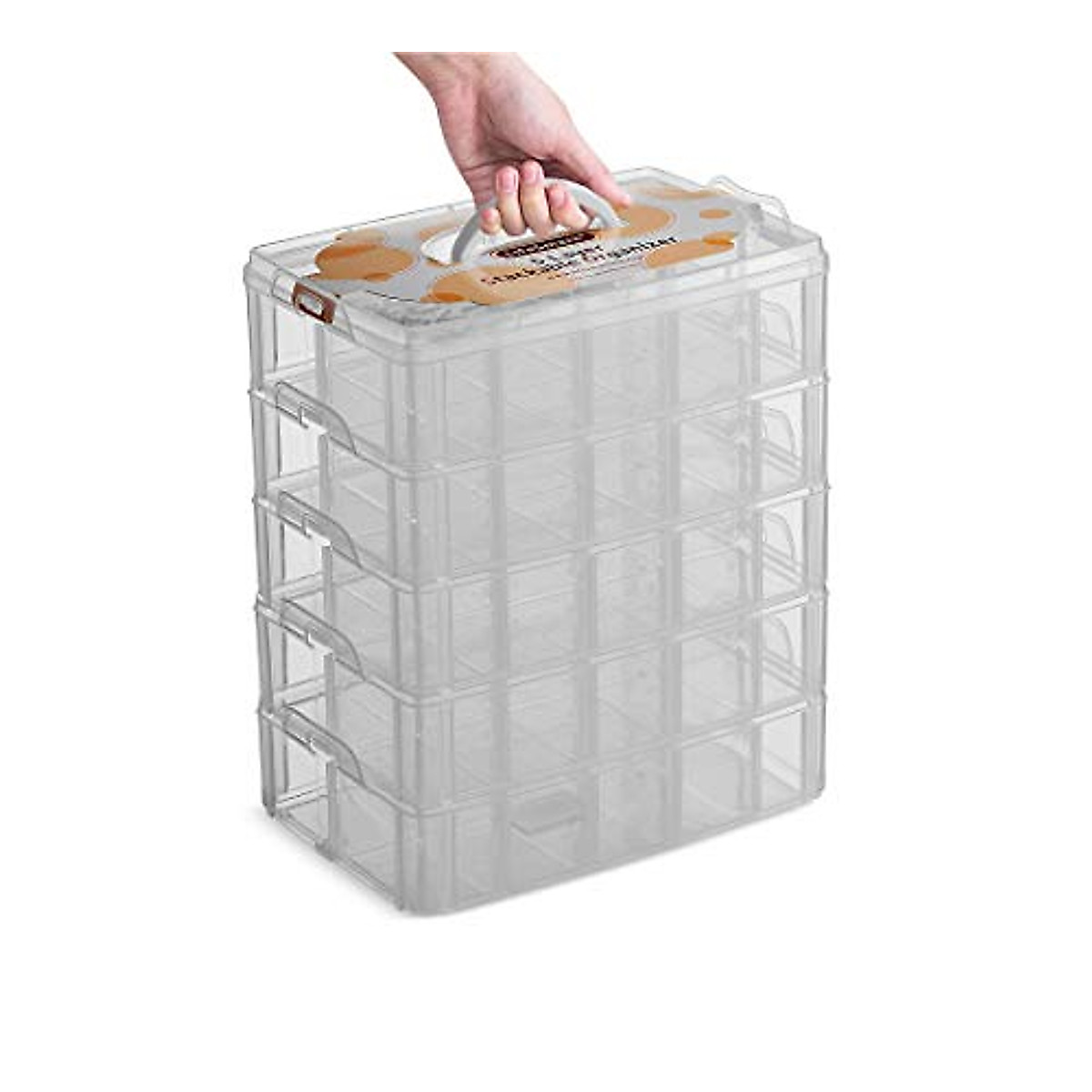 LifeSmart USA Stackable Storage Container Clear 50 Adjustable Compartments Compatible with Lego Dimensions LOL Surprise Littlest Pet Shop Arts and Crafts and More (5 Tier)