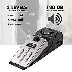 Door Stop Alarm, Door Stopper Security for Home Travel Apartment with 120DB Siren Portable Safety Tool 2 Pack