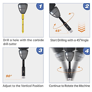 Diamond Drill Bits Set, 5 Piece Dry Diamond Hole Saw with Quick Change Hex Shank for Granite Ceramic Marble Tile Stone Glass Hard Materials (not for Wood) 1/4, 5/16, 3/8, 1/2 inch