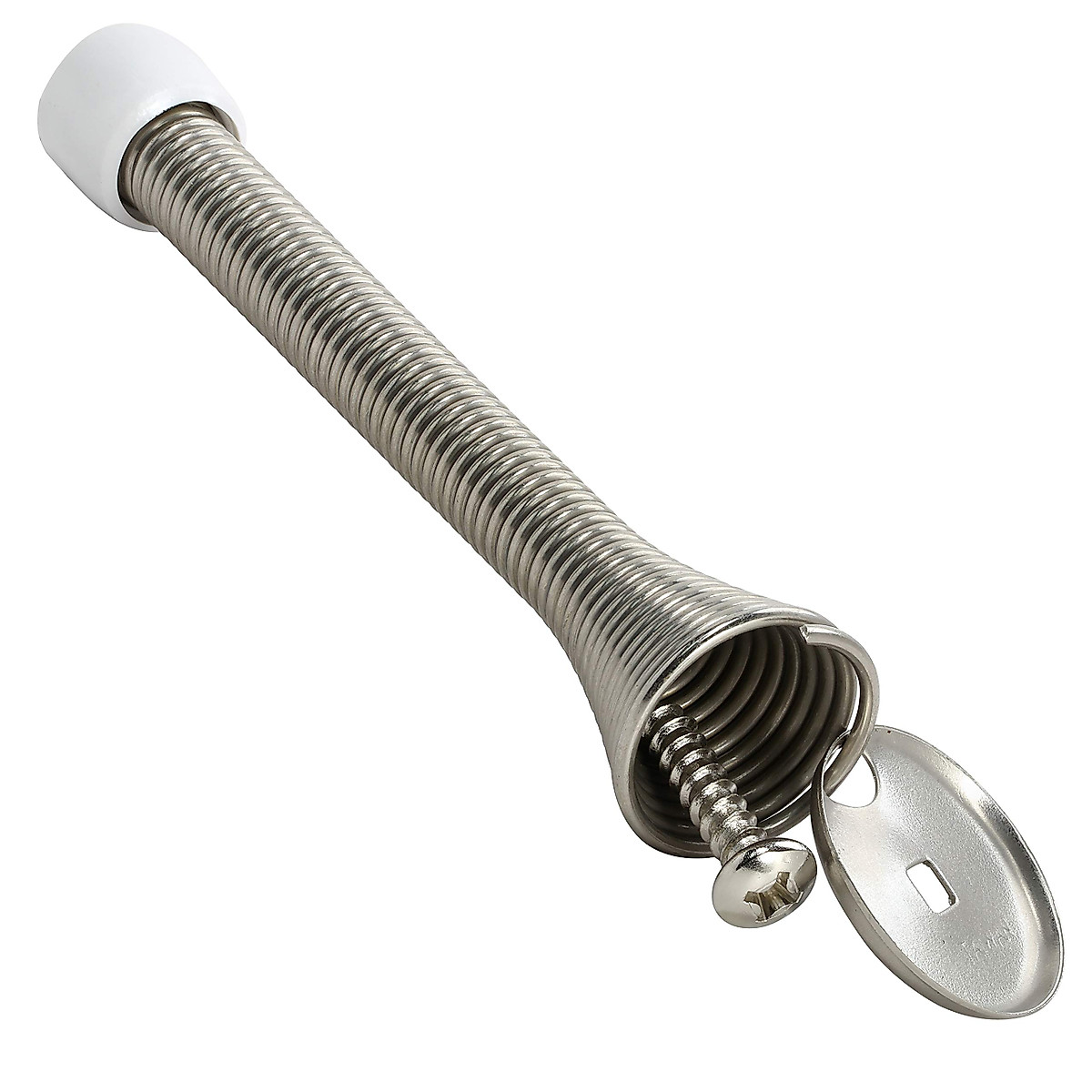 2 Pack Rok Hardware 3-3/4" (95mm) Longer Version Flexi Spring Heavy Duty Wall Door Stop Bumper ROKDS2BN, Brushed Nickel