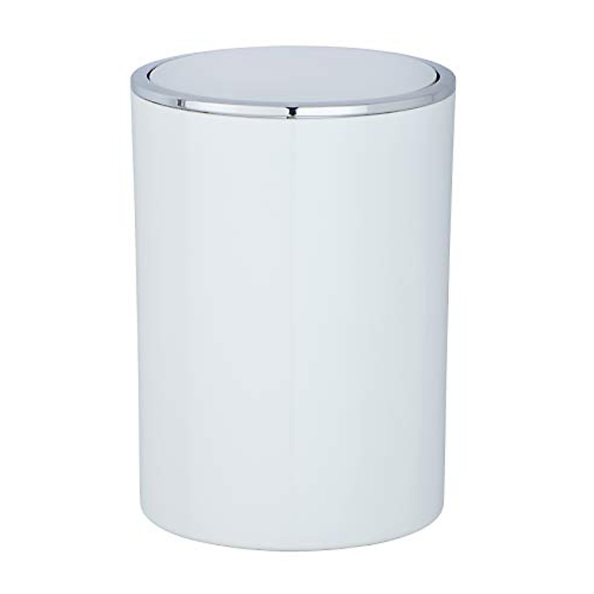 Wenko Inca Trash Can with Lid, Waste Bin with Swing Lid, Small Trash Can, Mini Trash Can, Small Garbage Can, Small Waste Basket, 1.3 Gal, Ø 7.28 x 10.04 in, White