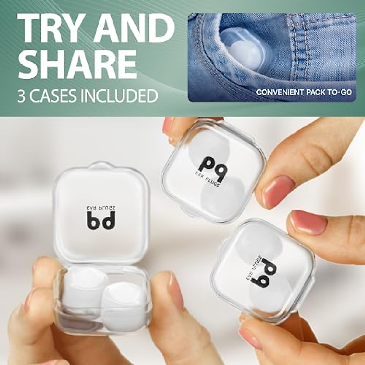 PQ Wax Ear Plugs for Sleep - 6 Silicone Wax Earplugs for Sleeping and Swimming - Gel Ear Plugs for Noise Cancelling, Wax Plugs Protect Ears While Sleeping with Sound Blocking 32 Db (6-Pillows), White