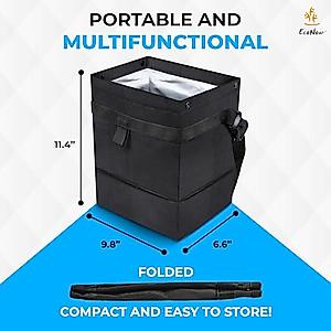 EcoNour Car Trash Can (Large) | Car Trash Bag Hanging with Elastic Opening & Easy Mount | Car Garbage Can with Waterproof Oxford Material | Cute Car Accessories for Camping, Traveling & Outdoor