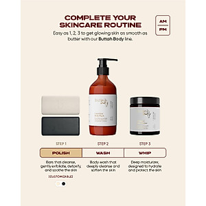 Buttah Skin by Dorion Renaud Black Gold Polishing Bar 100g 2 Pack - Activated Charcoal Bar Soap - Skin Polishing Bar - African Cocoa Butter & Shea Butter Body Soap - Black Owned Skincare for Men/Women