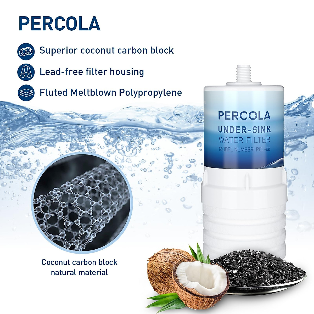 PERCOLA AP217 Under Sink Water Filter, Compatible with 3M® Aqua-Pure® AP217, 578604 Full Flow Water Filter for AP200 Systems (White, 2 Pack)