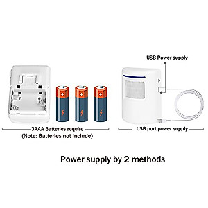 Motion Sensor Alarm Detector Alert for Home Security Outdoor, 2 Plug-in Receivers with 1 IR Motion Alarm