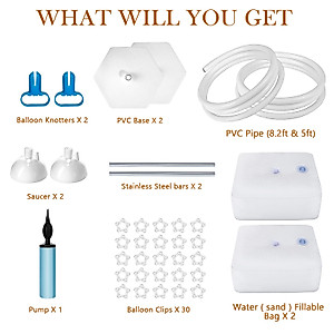 Balloon Arch Kit: 8.2ft & 5ft Balloon Columns Stand with 12" Water-Filled Base, Free DIY Shapes with Ease, Idea for Baby Showers, Weddings, Birthday, Graduation Parties