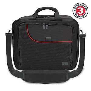 USA Gear Carrying Case Compatible with Logitech G Cloud, ASUS ROG Ally, PS5 Portal, Lenovo Legion Go & More - Protective Shoulder Bag Fits Headsets, Portable Console, AC Adapter, Dock Station - Red