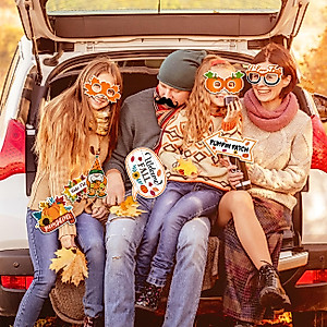 Fall Decor Happy Fall Gnomes Pumpkin Photo Booth Frame and Props for Autumn Themed Pumpkin Patch Thanksgiving Party Favors Decorations Supplies-11pieces