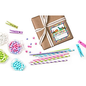 Happy Birthday Gift Tag Stickers for Boys, Set of 24 2.5 X 2.5 Mixed Square Birthday Gift Labels by Amanda Creation