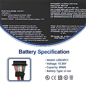 L20C4PC1 L20D4PC1 L20L4PC1 L20M4PC1 Laptop Battery for Lenovo Legion 5 Pro-16ACH6 16ACH6H 16ITH6H 16ITH6 Legion 5-15ITH6 15ITH6H 15ACH6A 15ACH6 15ACH6H Legion 7-16ITHg6 16ACHg6 Series 15.36V 80Wh