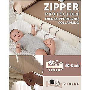 AirClub Bassinet Bedside Sleeper, Baby Crib for Newborn, Baby Bassinets Bedside Sleeper with 4 Auto-Lock & Adjustable Height, Breathable Mesh & Mattress, Bedside Bassinet