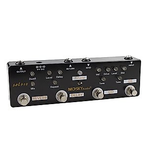 Moskyaudio New 5 in 1 Multieffects Pedal with Overdrive Distortion FX Loop Delay Reverb Effects Footswitch True bypass(sol918)