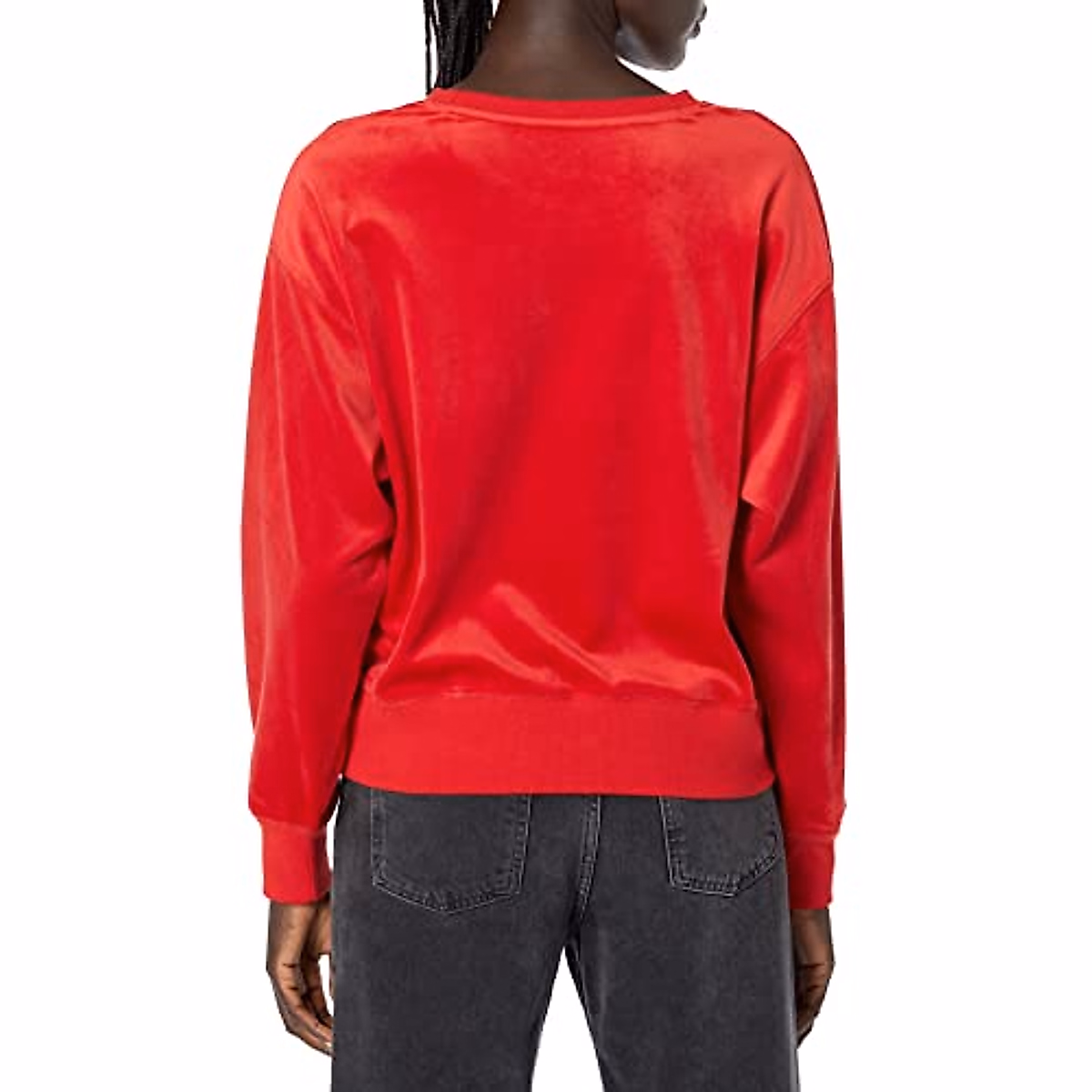 Calvin Klein Women's Soft Logo Comfortable Velour Everyday Sweatshirt, Rouge, Small
