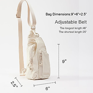 VAKAER Small Sling Bag for Women, Small Crossbody Bag with Adjustable Straps, Lightweight Chest Bag Casual Daypack Backpacks for Travel Hiking (Beige)