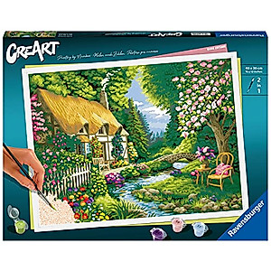 Ravensburger CreArt River Cottage Paint by Numbers Kit for Adults - Painting Arts and Crafts for Ages 14 and Up