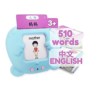 ZeenKind Chinese & English Talking Flash Cards with 510 Sight Words for Toddlers 2 3 4 5 6 Years Old, Learn Chinese for Kids, Audible Pocket Speech Early Learning Bilingual Flashcard Toys, 255 Cards