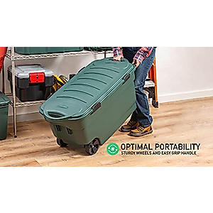 Rubbermaid ECOSense Wheeled Storage Totes, 40 Gal Pack of 2, Durable and Reusable Bins with Latching Lids for Garage or Home Organization, Made From Recycled Materials