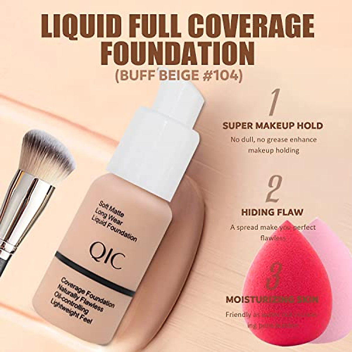 All in One Makeup Kit, 12 Colors Eyeshadow Palette, Beige Foundation, Lipstick Set, Eyebrow Soap, Eyeliner Stamp, Waterproof Mascara, Makeup Brush, Makeup Sponge, Gift Set for Women, Girls & Teens