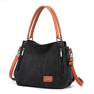 Chikencall Women Vintage Hobo Bag Causal Canvas Shoulder Bags Multi-pocket Daily Purses Shopper Satchels Christmas Tote