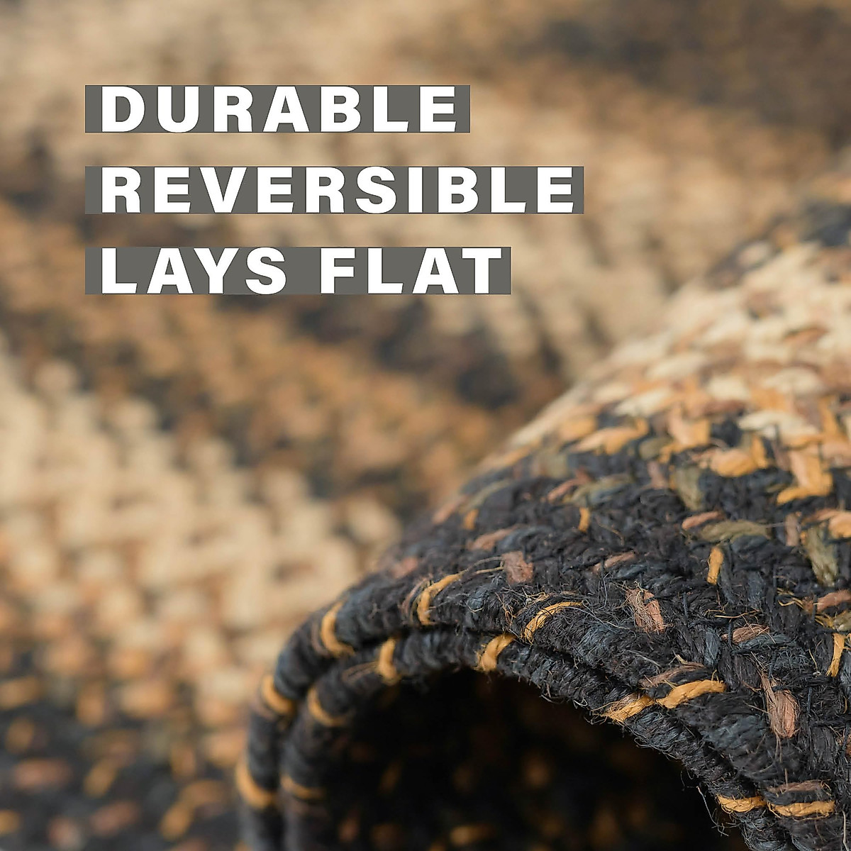 Homespice 20x30” Black Oval Braided Rug. Kilimanjaro Black Jute Oval Rug. Uses- Entryway Rugs, Kitchen Rugs, Bathroom Rugs. Reversible, Rustic, Country, Primitive, Farmhouse Decor Rug