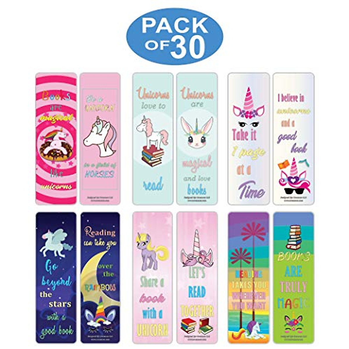 Creanoso Cool and Amazing Unicorn Bookmarks (30-Pack) – Stocking Stuffers Gift for Girls – Party Favors Supplies – School Classroom Giveaways – Book Reading Rewards Incentive – Girl’s Party Supply