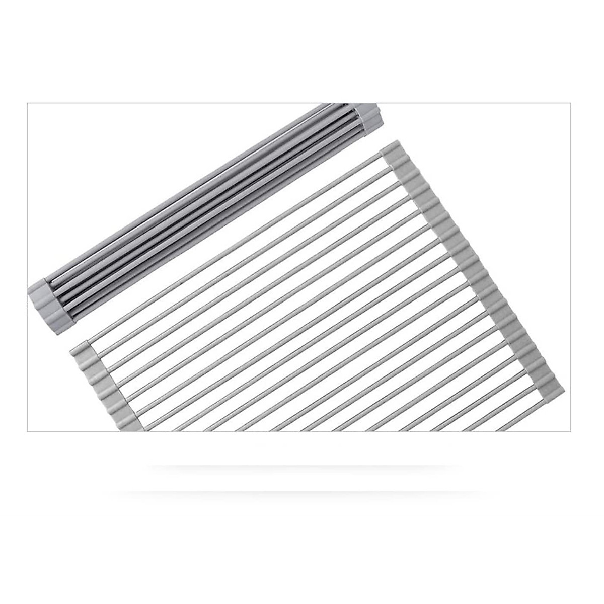 Roll Up Dish Drying Rack（17 x 13 inches） Multipurpose Roll-Up Dish Drying Rack , Non-Slip, Heat Resistant，Gray