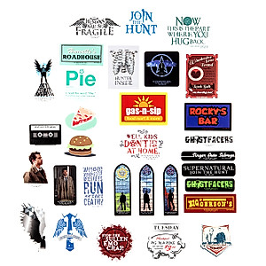 Conquest Journals Supernatural Winchester Brothers Vinyl Stickers, Set of 60 Unique Stickers Including 5 Holograms, Waterproof and UV Resistant, Great for All Your Gadgets